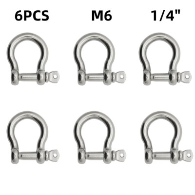 CLEARANCE! 6PCS 1/4 Shackle M6 Small Shackle D Rings Bow Shackle ...