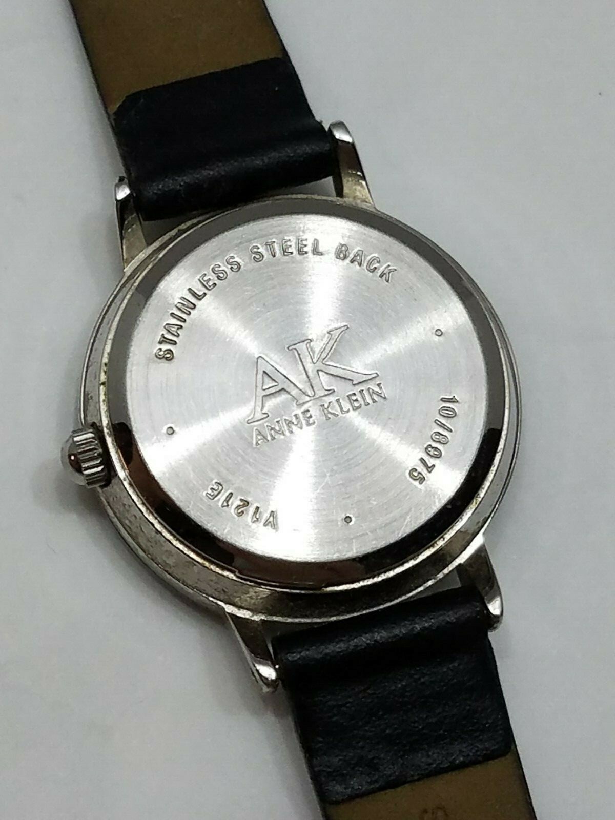 Women's ANNE KLEIN AK Diamond Accent Black Tone Y121E Watch w/Leather ...