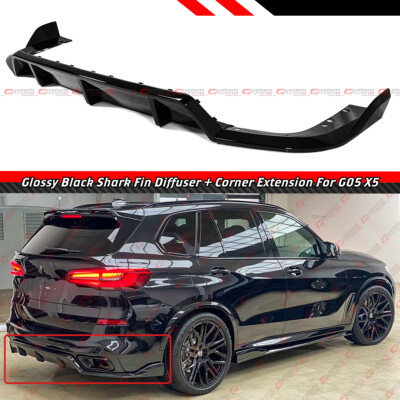 For 19-25 BMW X5 G05 M Sport Gloss Black Rear Bumper Diffuser W/Corner ...