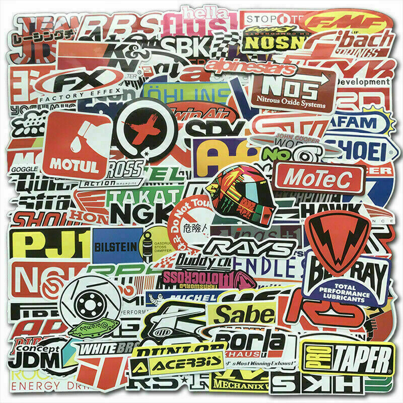 100PCS Vinyl JDM Stickers Pack Motorcycle Racing Motocross Helmet Car ...