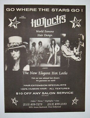 Hot Locks Sunset Strip LA Metal Band Hair Salon 1988 Poster Type Ad ...
