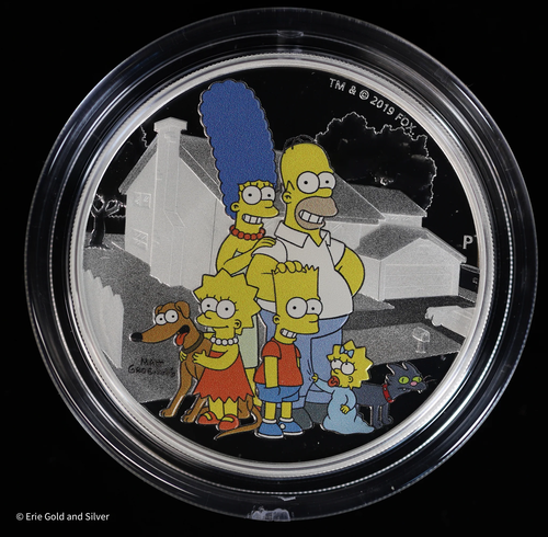 2019 The Simpsons Family 2 oz Silver Proof Colorized Coin In OGP #0351 ...