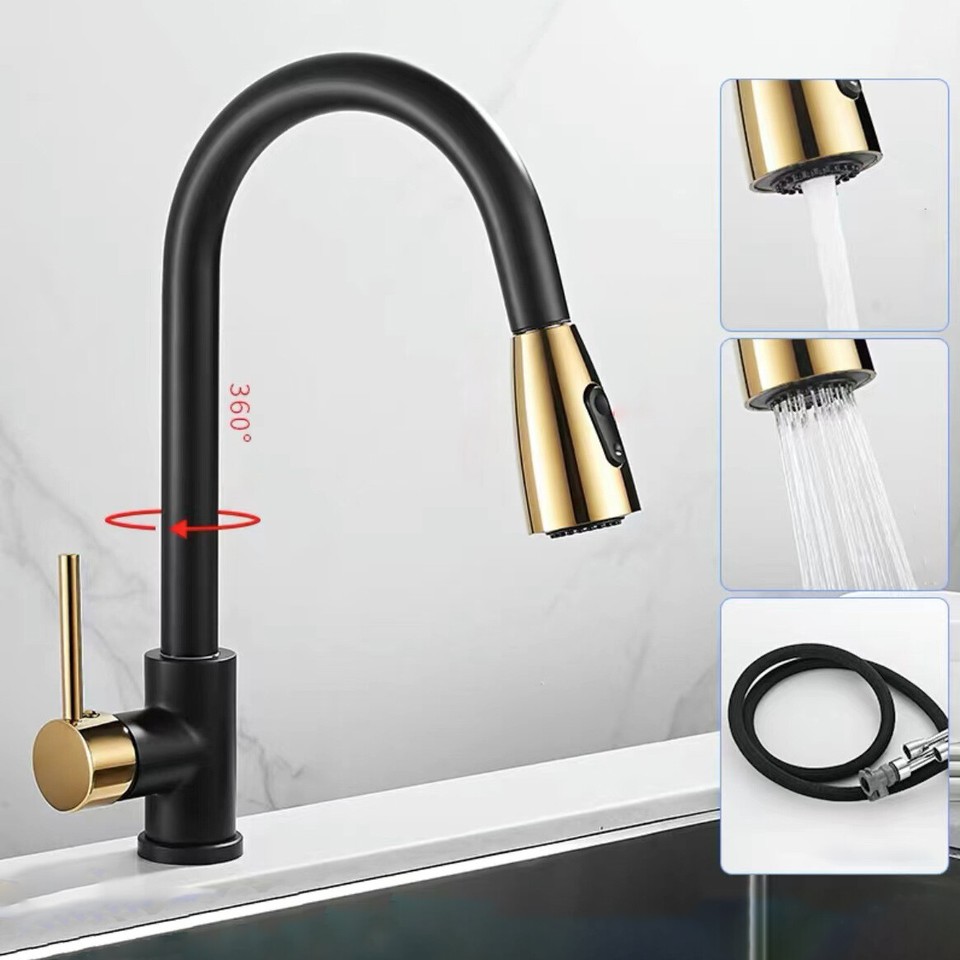 Stainless Steel Kitchen Taps Sink Mixer Pull Out Spray Tap Single ...