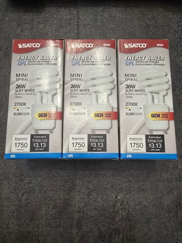 Satco-S8207 Energy Saver CFL-Mini Spiral 26Watt Soft White 2700k GU24 ...