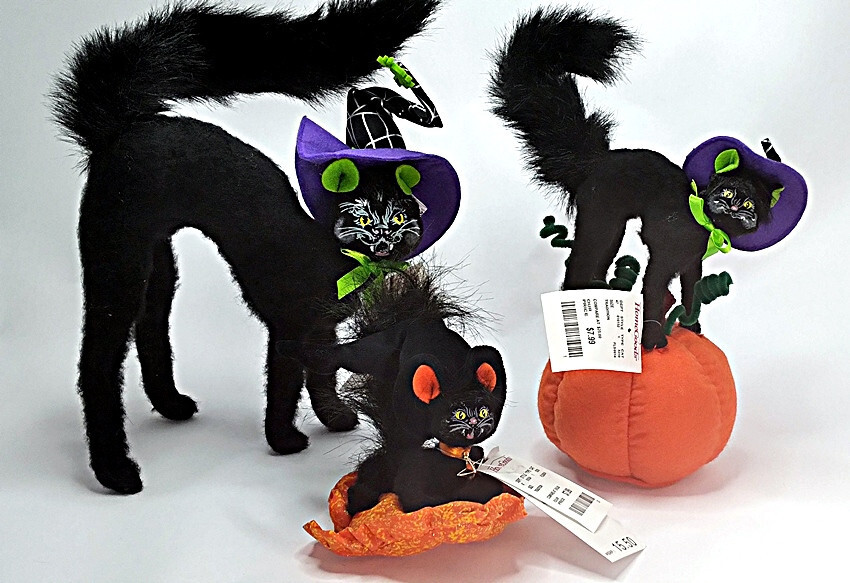 3 Annalee Halloween Black Cats Scaredy Witch Hat Pumpkin Moonlight 2006 ...