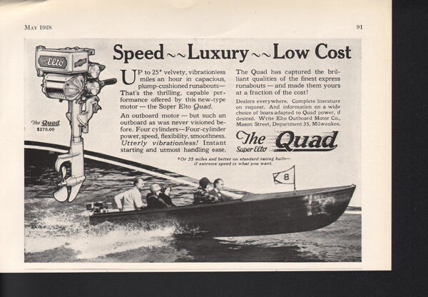 1928 SUPER ELTO QUAD OUTBOARD MOTOR BOAT MILWAUKEE AD16383 | eBay