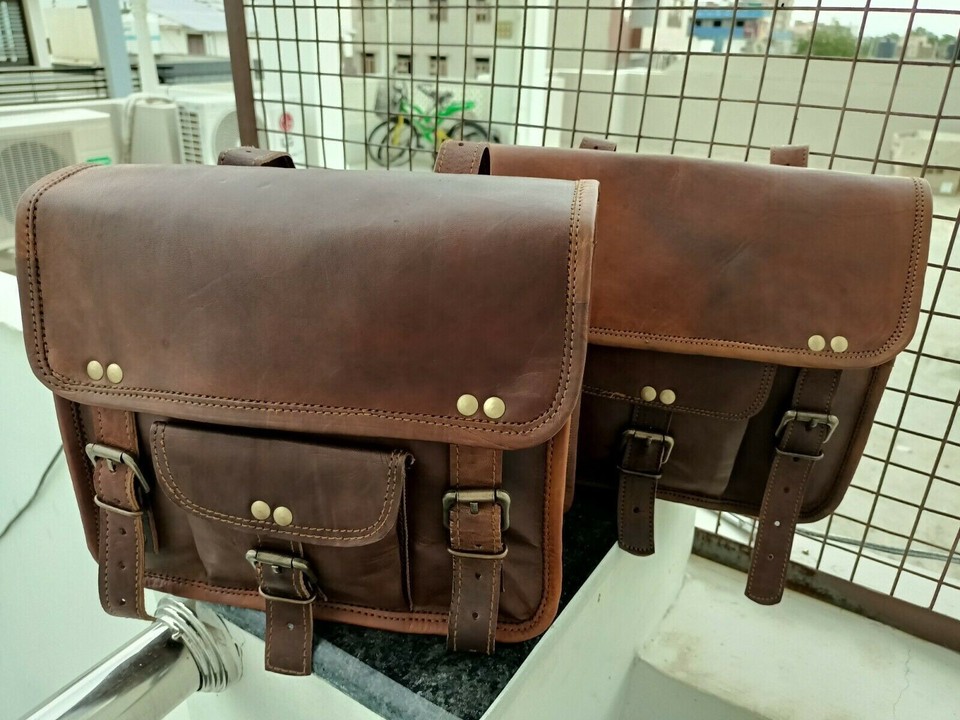 Goat Leather Motorcycle Bag Genuine Satchel Bags Complete Set Combo ...