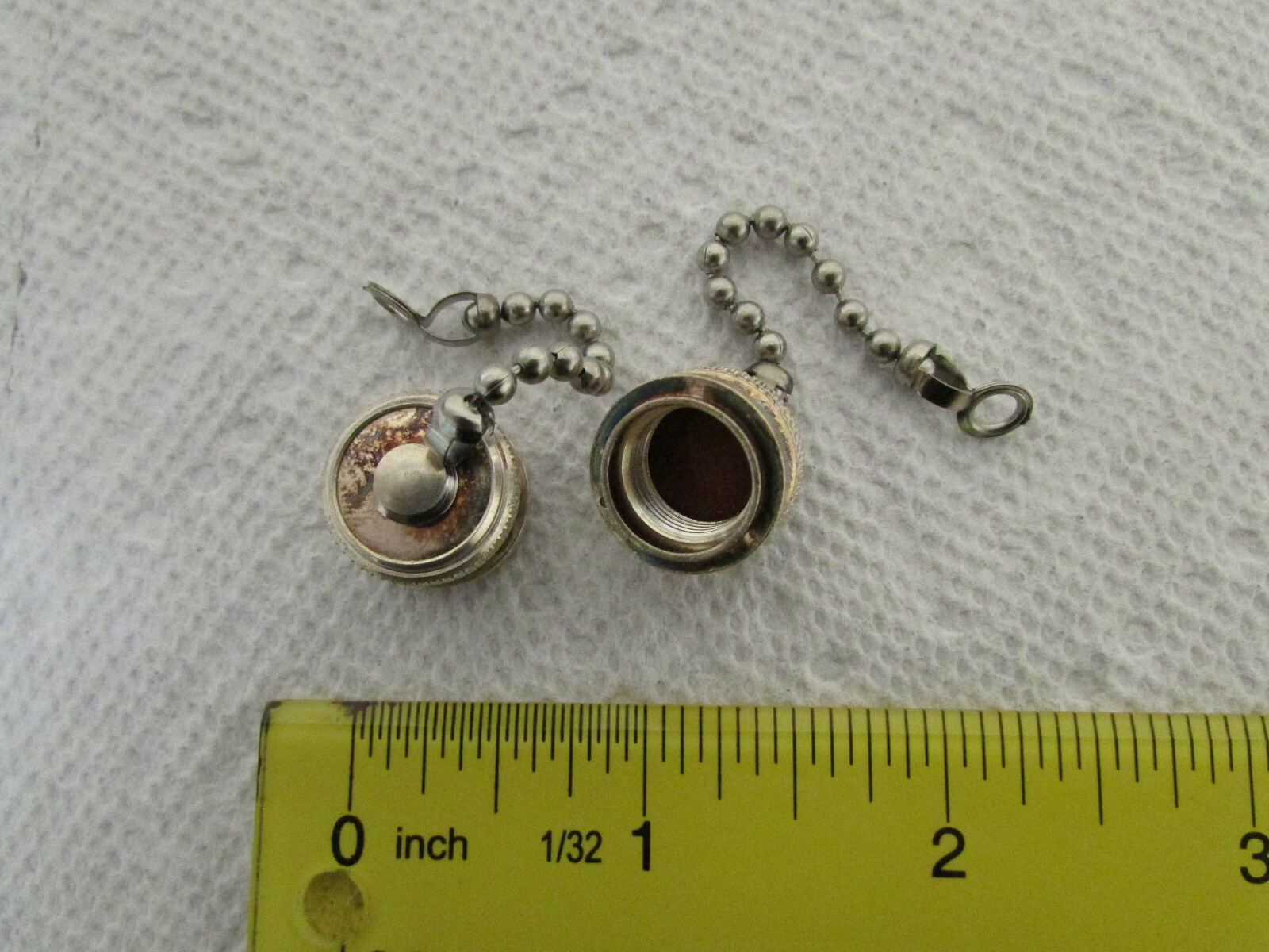 2 Pieces TNC Dust Cap With Retaining Chain Silver Plated Milspec New | eBay