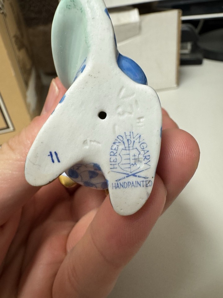 Herend Hungary Porcelain Handpainted Blue Fishnet Standing Flop | eBay