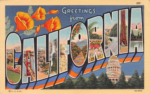 1942 California Greetings From Large Letter 8A-H538 Linen Postcard ...