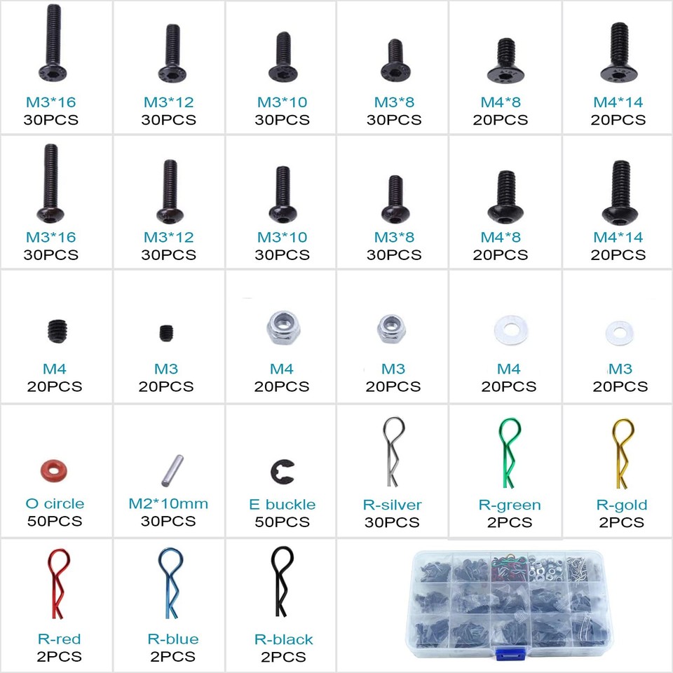 610PCS Universal RC Car Parts Screw Tools Kit Screws Assortment Set ...
