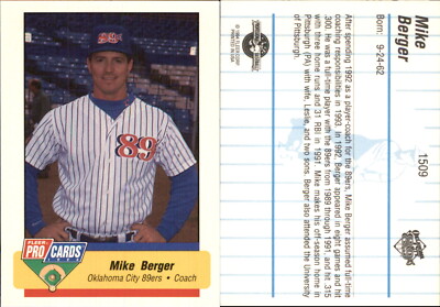 Mike Berger 1994 Fleer ProCards #1509 RC Card Oklahoma City 89ers | eBay