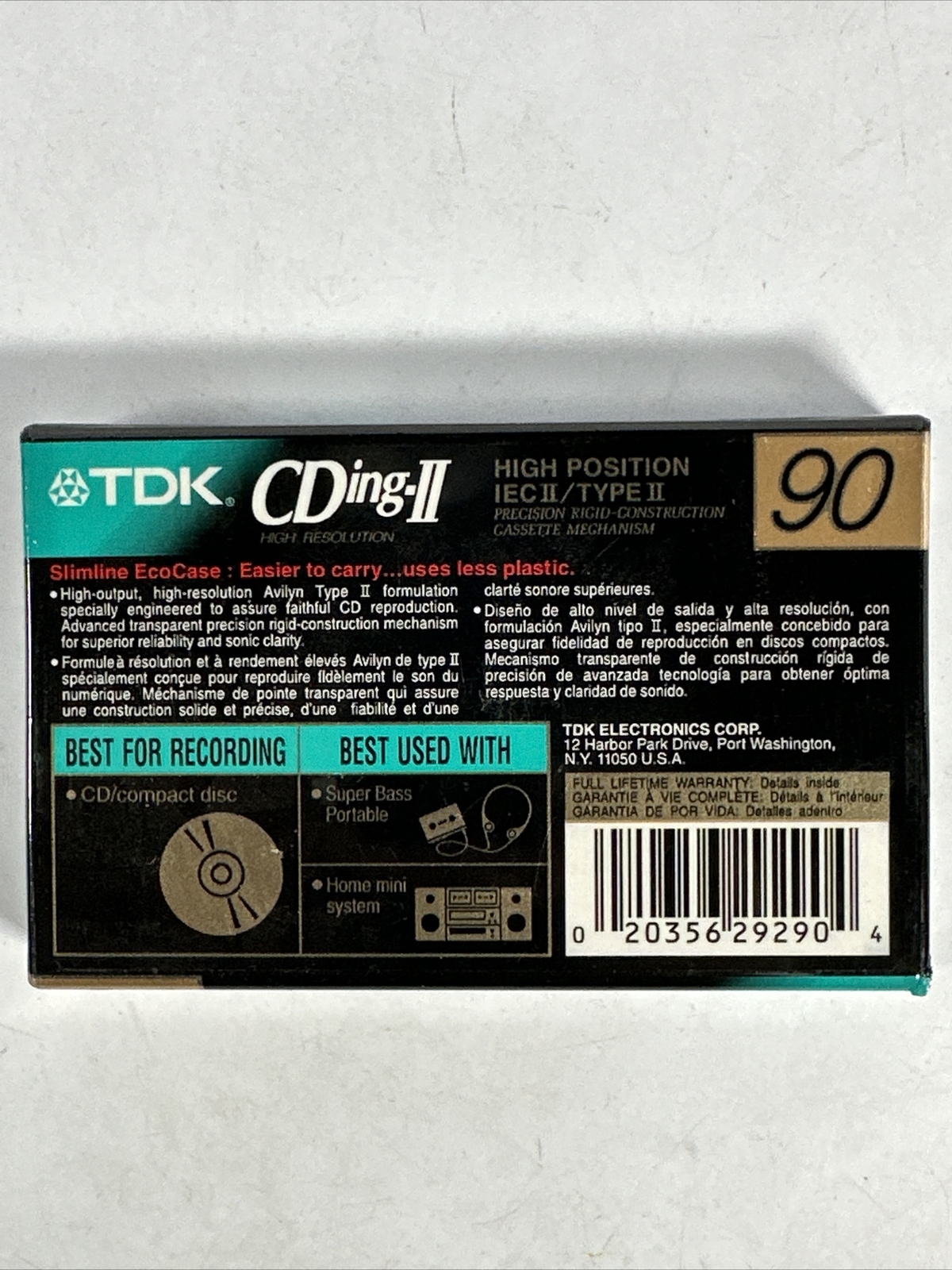 TDK | CDing II | High Bias 90 Min | blank audio cassette Type II ...