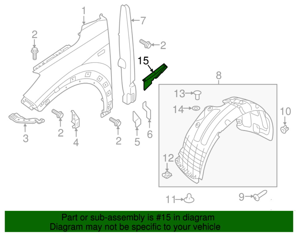 OEM 84159-S8000 Fender Ledge Cover APRON Upper LH for Hyundai Palisade ...