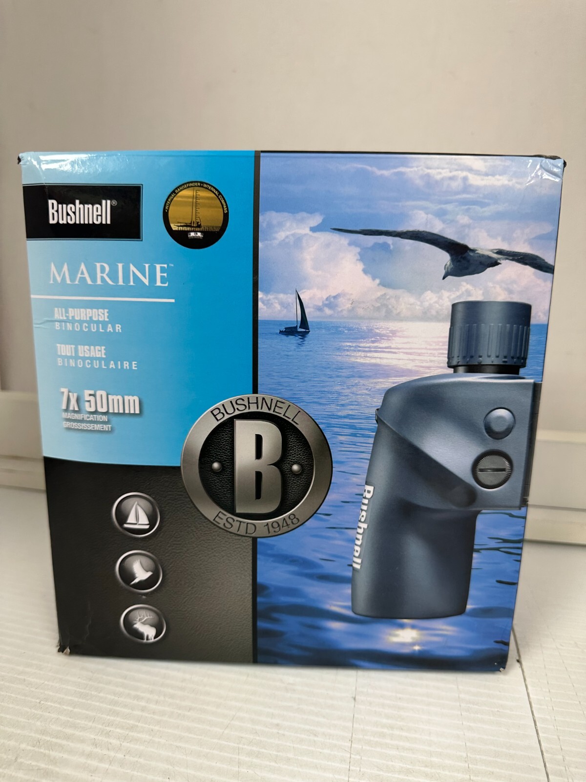 Bushnell Marine Binoculars 7x50mm Rangefinder w Illuminated Compass ...