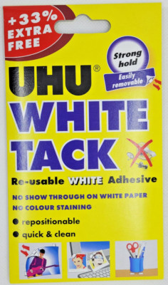 UHU WHITE TACK 33% Extra Reusable Adhesive Sticky Tack Blue Blu Tac 66g ...