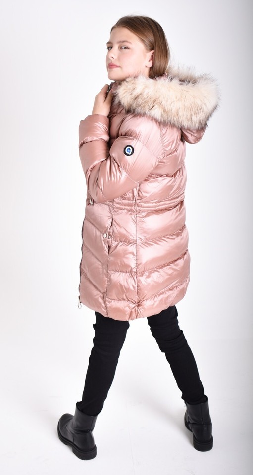 New Girl's Shiny Black Water Repellent Fur Lined Coat Age5 7/8 9/10 11/ ...