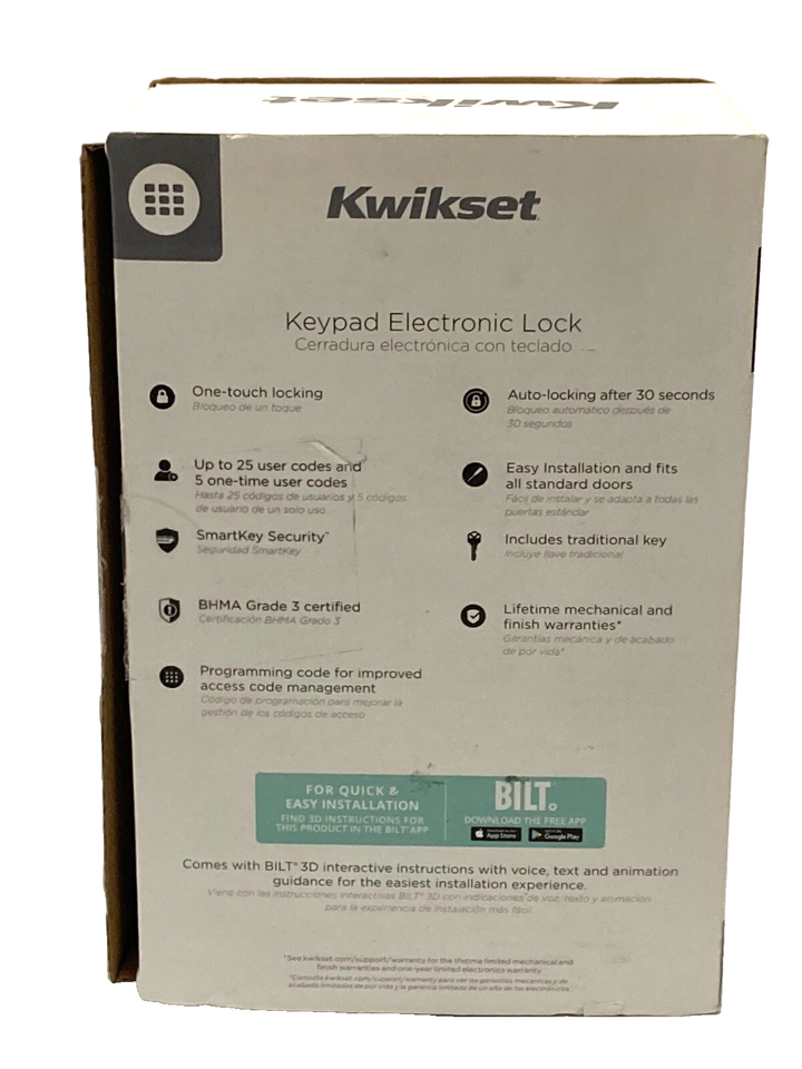 Kwikset Smart Deadbolt Powerbolt 250, 10 Button Keypad Door Lock, Satin ...