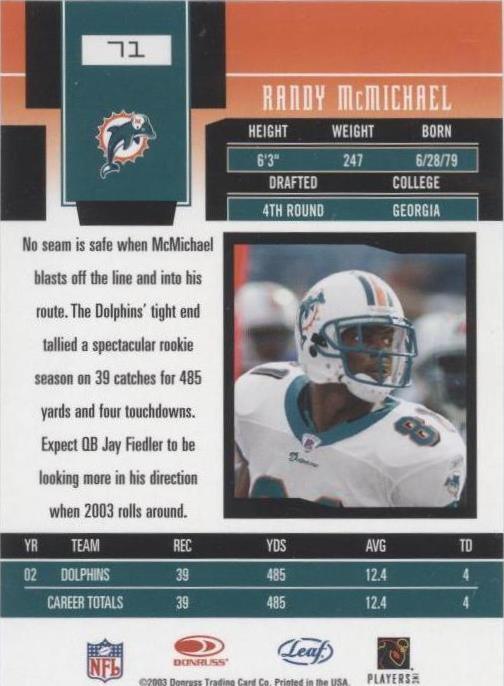 2003 Leaf Certified Materials Randy McMichael #71 for sale | eBay