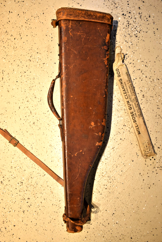 Antique Leather Leg O'Mutton Style Take Down Gun Case w/Clean Rods ...