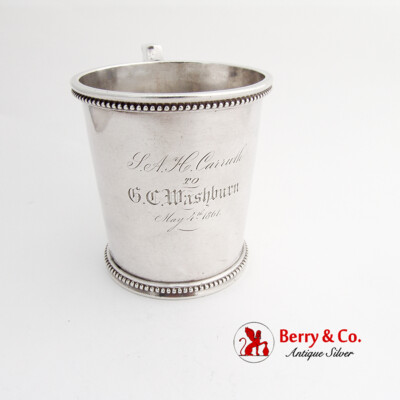 Vintage Childs Cup Beaded Rims May 4 1861 N Harding Co Coin Silver ...