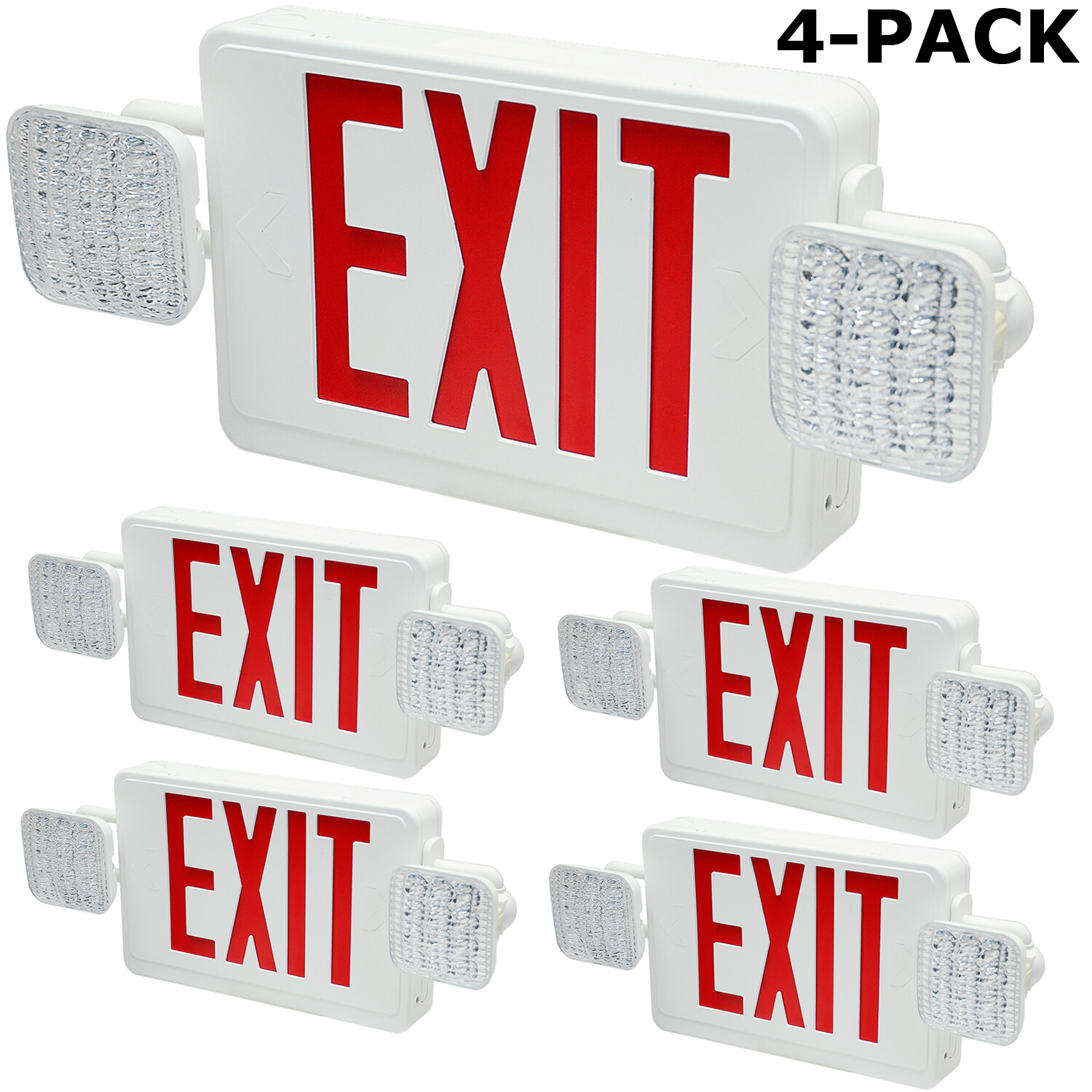 Led Combo Emergency Exit Sign Lights with Two Adjustable Head Lights ...