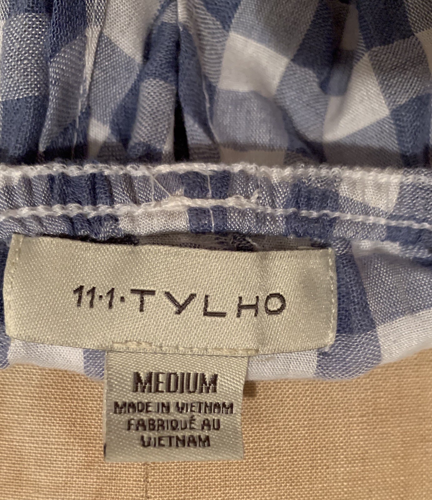 Anthropologie 11 1 TYLHO Blue Gingham Off The Sholder Dress Sz M | eBay