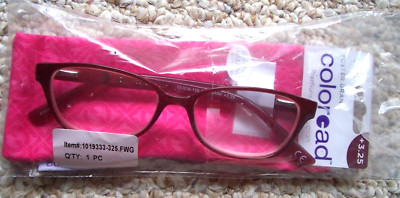 Foster Grant Coloread +3.25 Reading Glasses Red Frames Evalina with ...