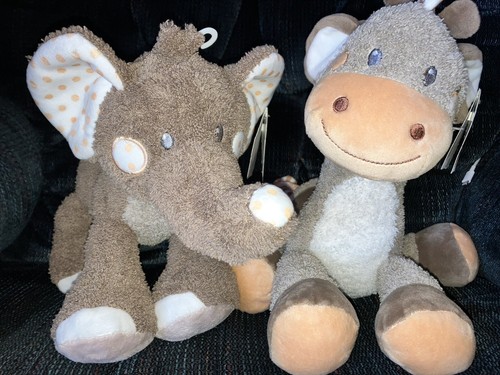 Hugfun Plush Baby Animals Set of 2 Giraffe, Elephant Nursery Toys 12-15 ...
