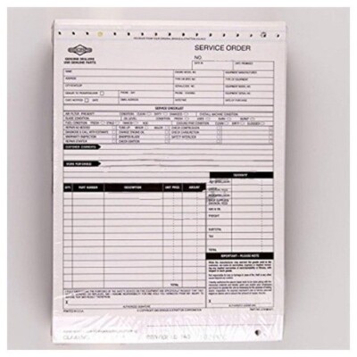 Briggs & Stratton Bulk Pack of 200 Service Order Forms with Laminate ...