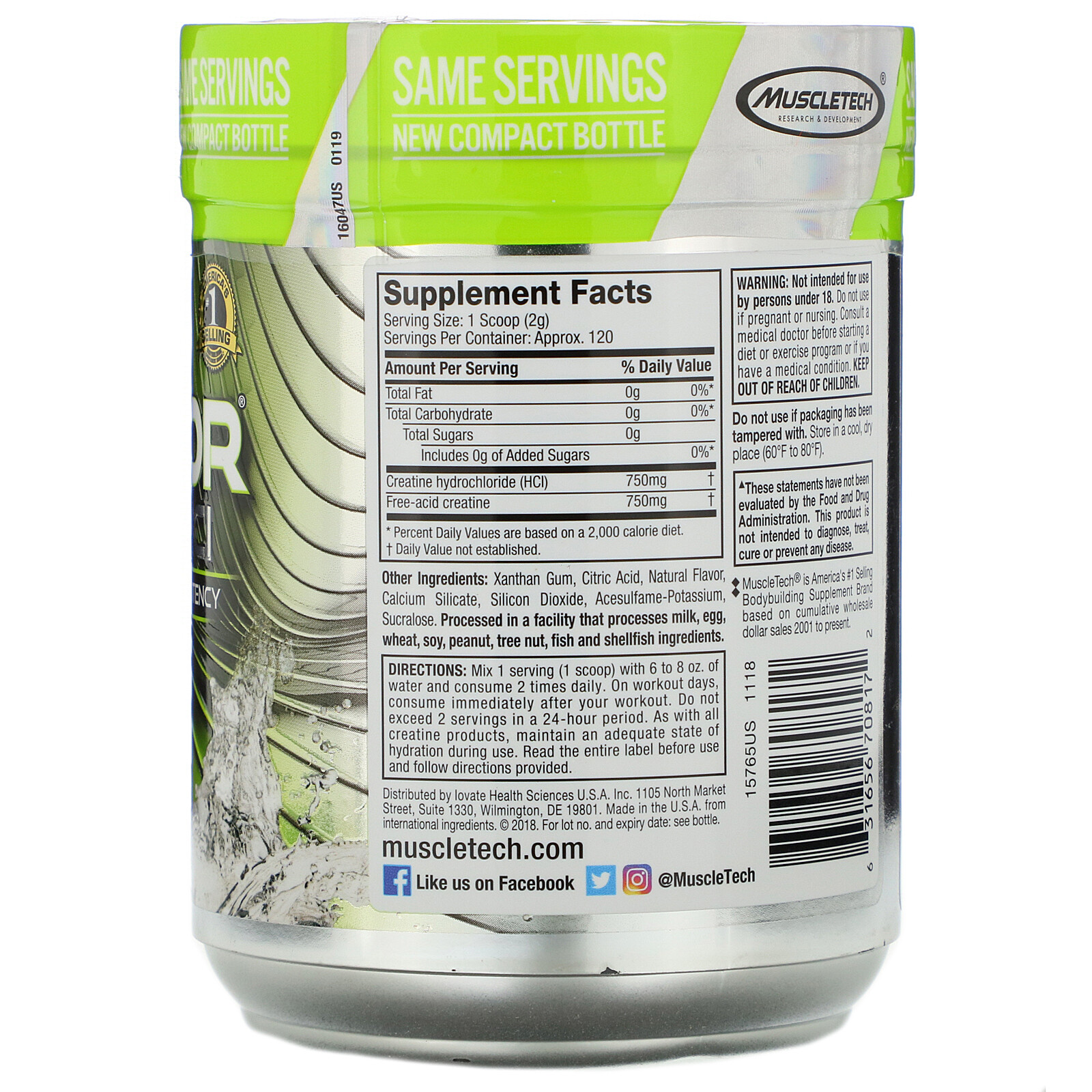 MuscleTech Creatine Powder Cell-Tech Creactor Creatine HCl Formula ...