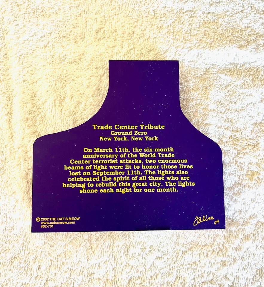 Cats Meow Trade Center Tribute New York Ground Zero hand painted Statue ...