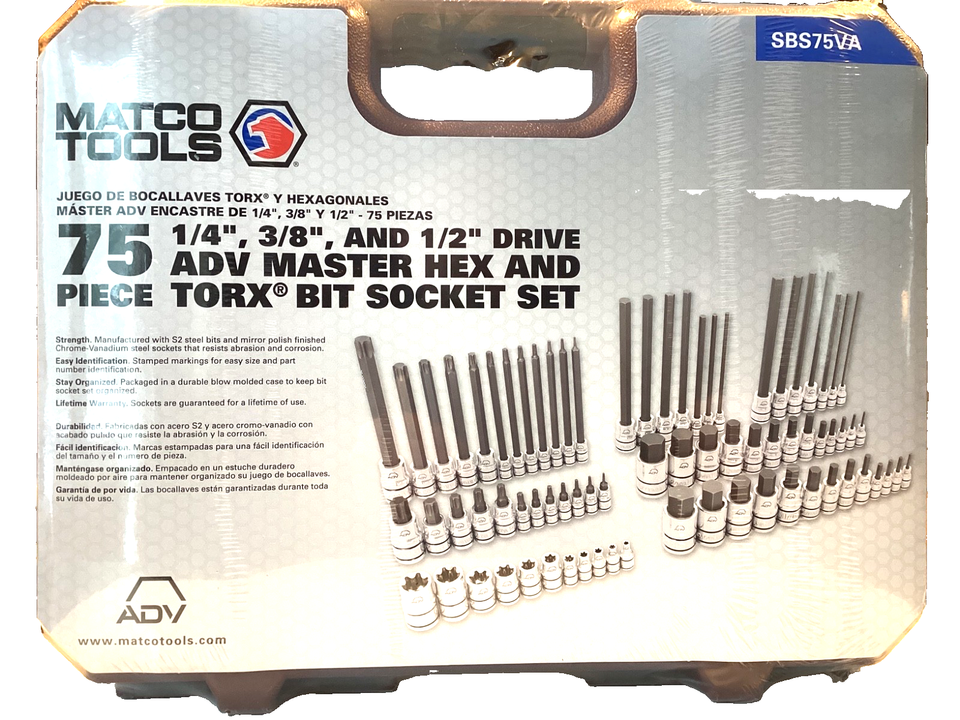 Matco Tools 75 Piece Master Torx And Hex Socket Set Snap Latch Case ...