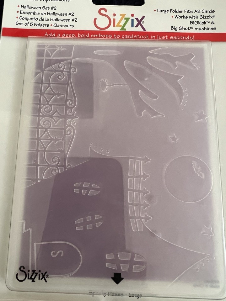 NOS SIZZIX Textured Impressions Embossing Folders set of 5 - Halloween ...