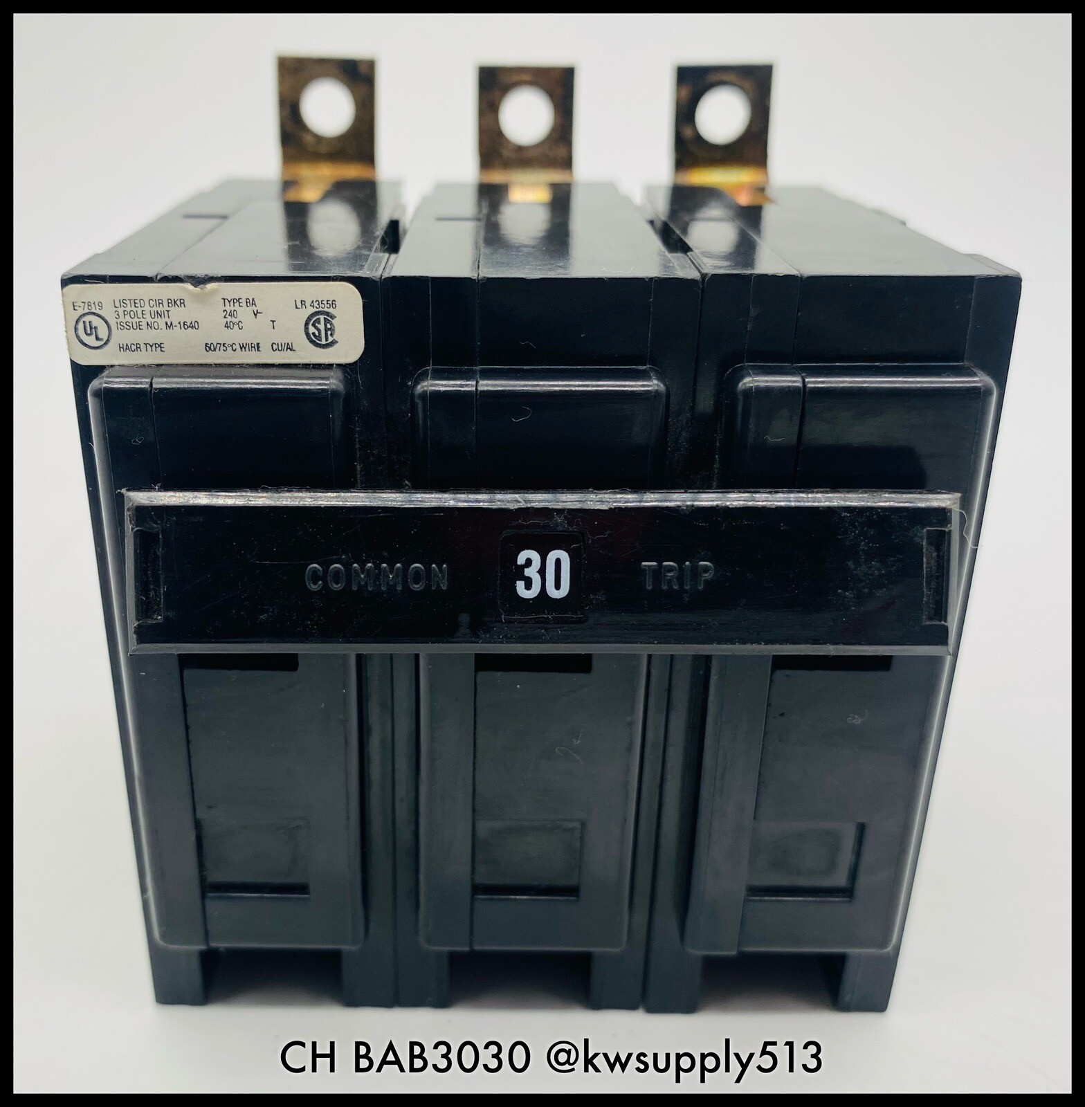 BAB3030H ~ CH BAB3030H 30A 3P 240 VAC BA Type MCCB ~ Inspected/90 Day ...