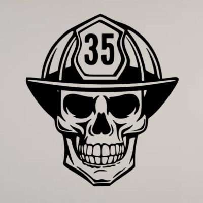 SKULL FIREFIGHTER - FIRE DEPT - CUSTOM LARGE WALL VINYL DECAL STICKER ...