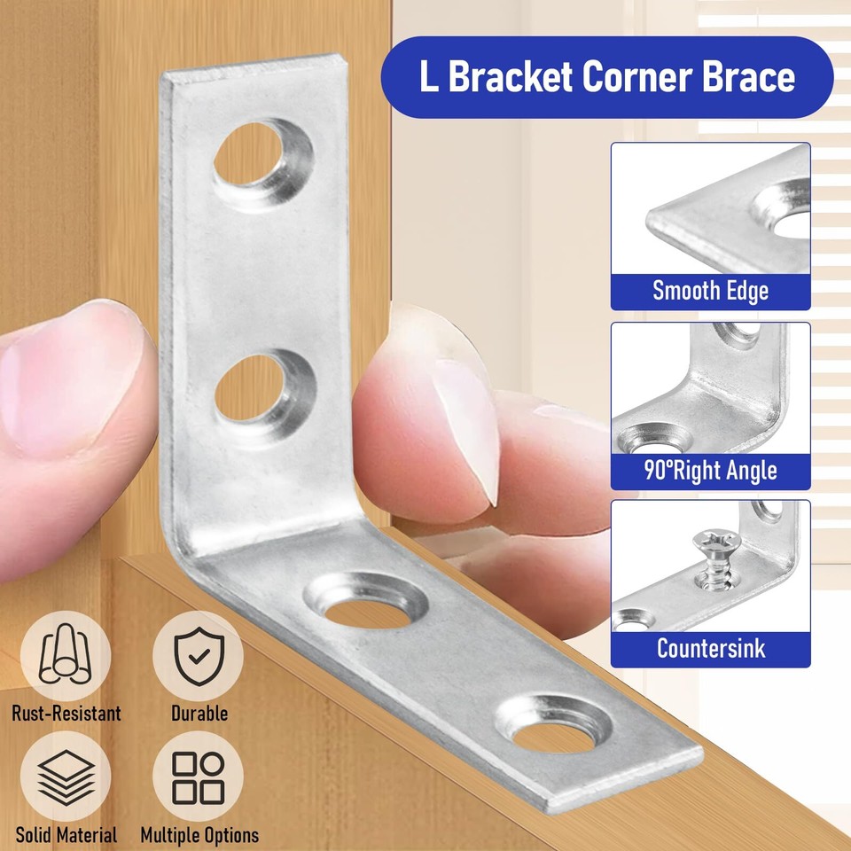 L Bracket Corner Braces, Small Metal L Brackets for Wood, 1.5 inch ...