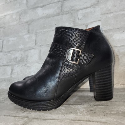 Pitillos Women's Ankle Boots US Size 7.5M Black Leather Buckles Stacked ...