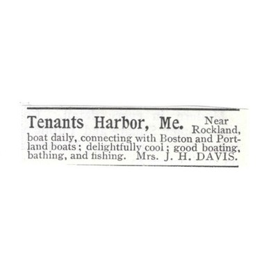 Tenants Harbor Boating JH Davis Tenants Harbor ME 1903 Magazine Ad SAG6 ...