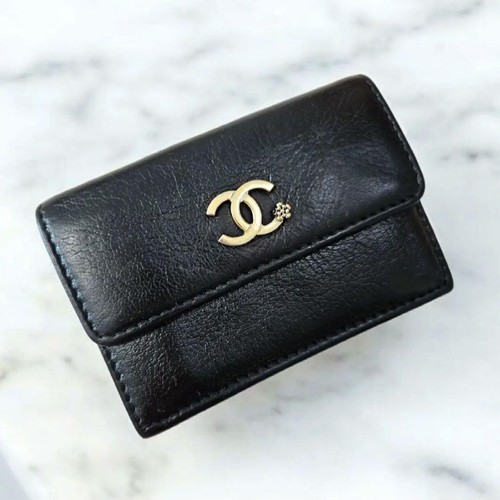 CHANEL Lucky Flower Coco Mark Tri fold Wallet | eBay