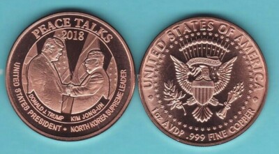 2018 TRUMP & KIM 1 oz. Copper Round coin "PEACE TALKS" Hand Shake | eBay