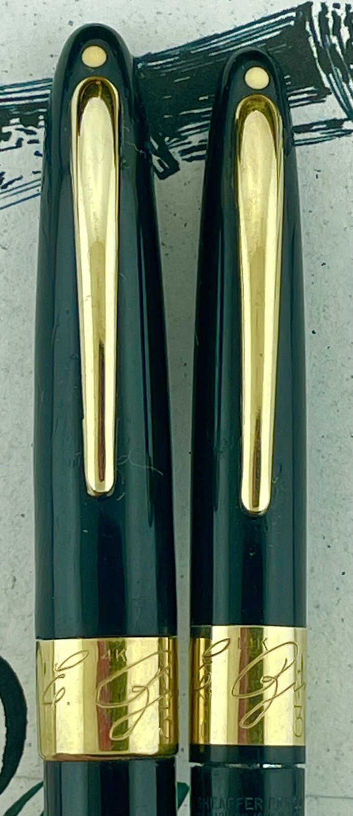 Sheaffer Signature Fountain Pen Set ~ 14K Gold Bands ~ Touchdown Filler ...