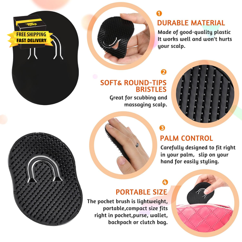 6 PCS Pocket Palm Combs for Men Black Shampoo Comb Hair Brush Scalp ...