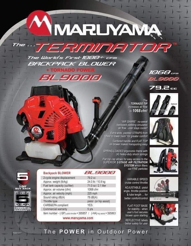 Maruyama Blowers 79.2cc Backpack Blower w/Pistol type Throttle BL9000 395880 | eBay