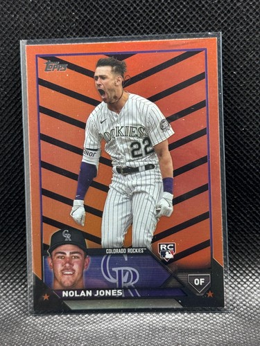 Nolan Jones 2023 Topps Update #US85 Orange Black Foil Rookie Colorado ...