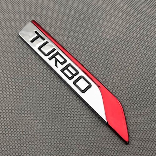 Pair Red Metal Turbo Side Wing Badge Chrome Fender Sport v6 v8 Emblem ...