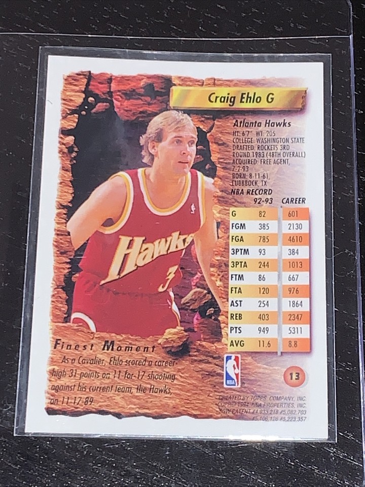 Craig Ehlo #13 1993-94 Topps Finest Basketball Card NBA NM | eBay