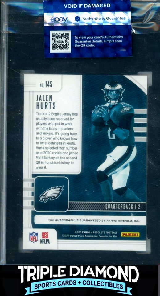 2020 Panini Absolute Jalen Hurts Rookie Auto Spectrum Orange #22/25 SGC ...