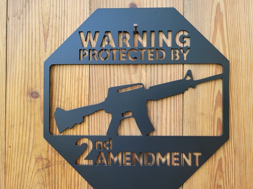 WARNING PROTECTED BY 2ND AMENDMENT METAL SIGN | eBay