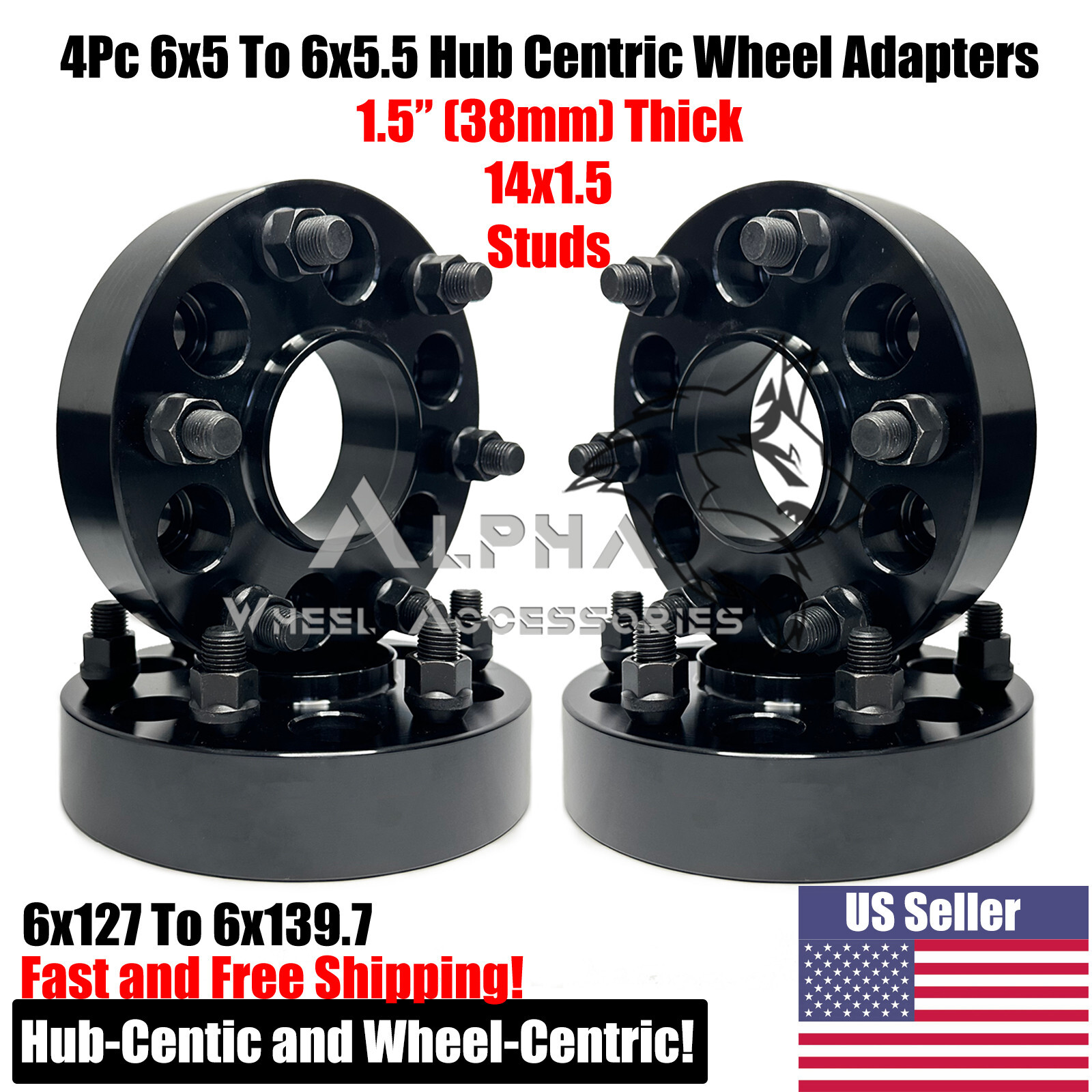4 Hub Centric 6x5 To 6x5.5 Wheel Adapters For Trailblazer Envoy Bravada ...